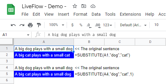 SUBSTITUTE Function In Google Sheets Explained LiveFlow